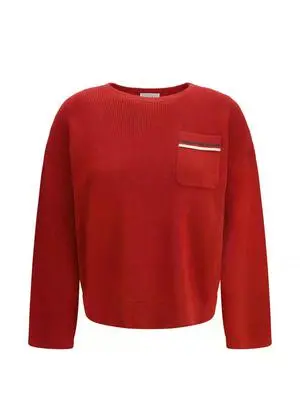 Brunello Cucinelli Patch-pocket Cotton Sweater - Red