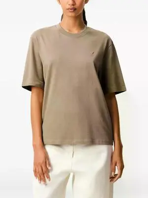 AMI Paris De Coeur Embossed Cotton T-shirt - Neutrals