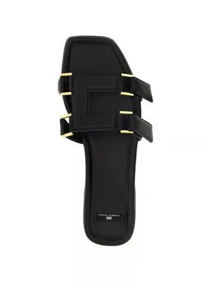 Elisabetta Franchi Logo Leather Sandals - Black