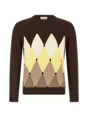 BALLANTYNE Argyle Jacquard Sweater - Brown
