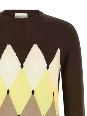 BALLANTYNE Argyle Jacquard Sweater - Brown