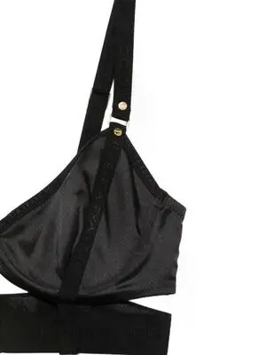 Elisabetta Franchi Bra In Satin And Tulle - Black