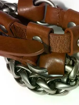 Miu Miu Studded Buckle Chain Keyring - Brown