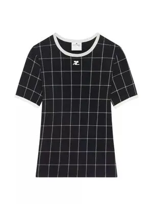 COURREGES Contrast-trim T-shirt - Black