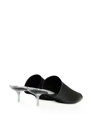 COURREGES Square-toe Kitten Heel Sandals - Black