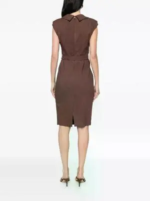 Pinko Amadine Belted Midi Dress - Brown