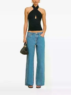 Cult Gaia Halterneck Ribbed Top - Black