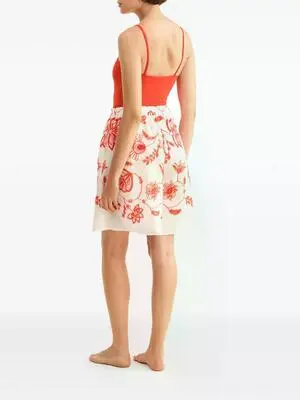 ERES Floral Embroidered Cotton Bermuda Shorts - Red