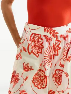 ERES Floral Embroidered Cotton Bermuda Shorts - Red