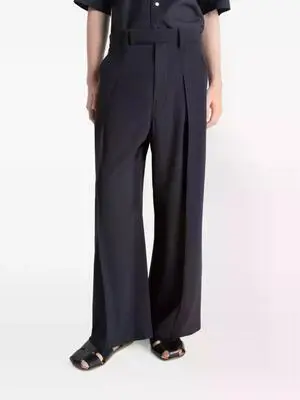 LEMAIRE Pleated Wide Leg Trousers - Black