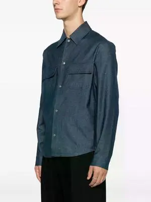 Sandro Denim-effect Cotton And Linen Shirt
