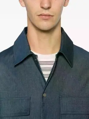 Sandro Denim-effect Cotton And Linen Shirt