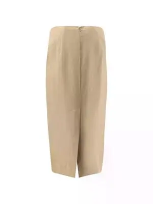 Max Mara Midi Skirt With Back Slit - Neutrals