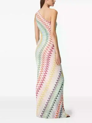 Missoni One-shoulder Zig-zag Maxi Dress - Neutrals