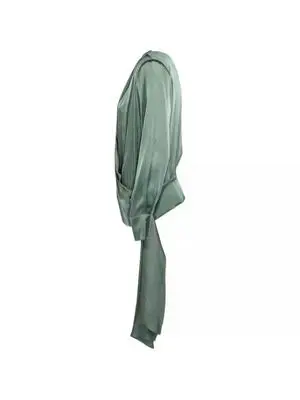 SEMICOUTURE Crossover V-neck Blouse - Green