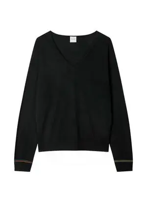 Paul Smith V-neck Striped-detail Sweater - Black