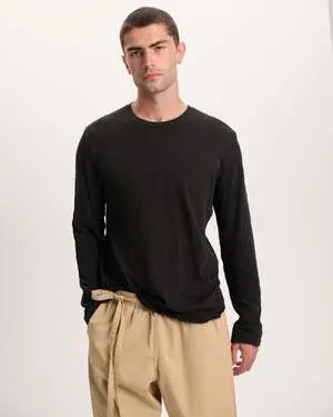ATM Anthony Thomas Melillo Slub Jersey Long Sleeve Destroyed Wash T-shirt - Black