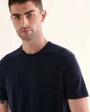 ATM Anthony Thomas Melillo Extra Fine Merino Wool Crew Neck T-shirt - Midnight