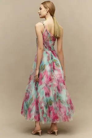 HUTCH Tulle One-shoulder Midi Dress