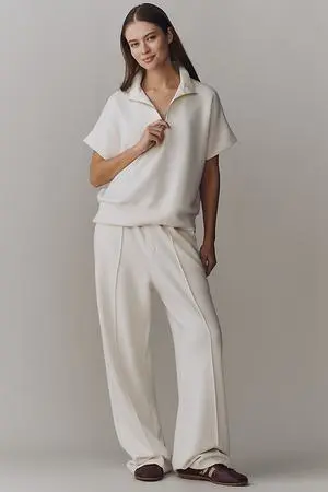 Bernardo Short-sleeve Half-zip Knit Pullover