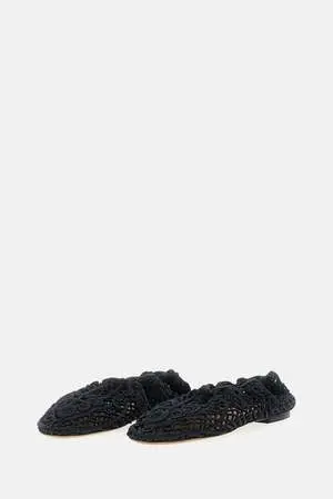 ODISSI Iris Ballerina Crochet Flat - Nero