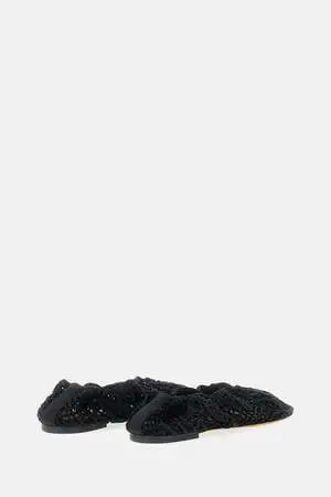 ODISSI Iris Ballerina Crochet Flat - Nero