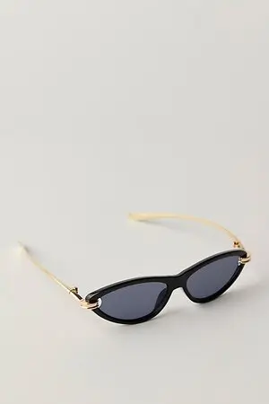 Free People Milee Cat Eye Sunglasses - Black/gold