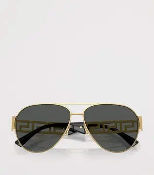 Versace Metal Ve2289 Pilot Sunglasses - Gold