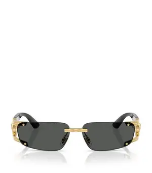 Versace Metal Rectangle Sunglasses - Gold