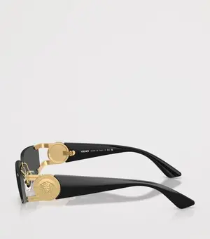Versace Metal Rectangle Sunglasses - Gold