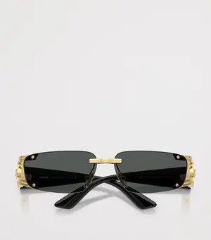 Versace Metal Rectangle Sunglasses - Gold