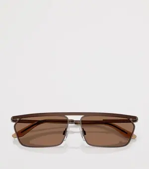 Dolce & Gabbana Metal Rectangle Sunglasses - Brown