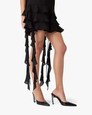 Casablanca Silk Georgette Double Ruffle Mini Dress - Black