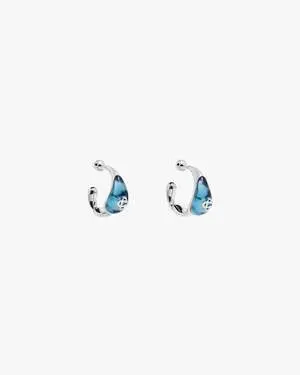 Casablanca Silver And Water Drop Brass Hoop Earrings
