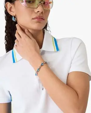 Casablanca Silver And Blue Water Drop Brass Bracelet