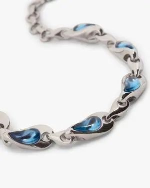 Casablanca Silver And Blue Water Drop Brass Bracelet
