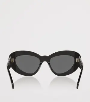 Celine Oversized Cat Eye 3 Dots Sunglasses - Black