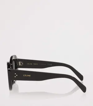 Celine Oversized Cat Eye 3 Dots Sunglasses - Black