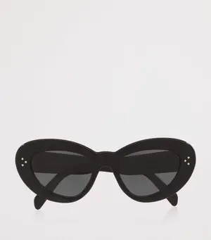 Celine Oversized Cat Eye 3 Dots Sunglasses - Black