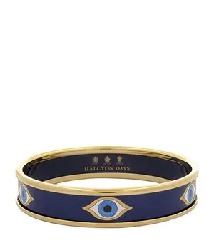 Halcyon Days Gold-plated Evil Eye Bangle - Black