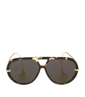 Bottega Veneta Tortoiseshell Aviator Sunglasses - Brown