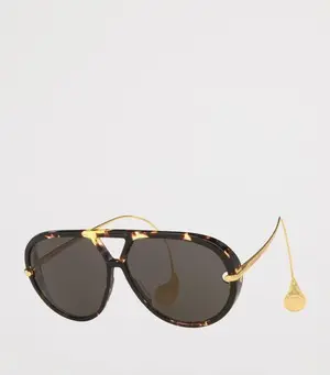 Bottega Veneta Tortoiseshell Aviator Sunglasses