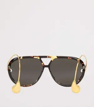 Bottega Veneta Tortoiseshell Aviator Sunglasses