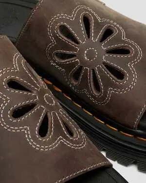 Dr. Martens Zebzag Crazy Horse Leather Slides - Brown