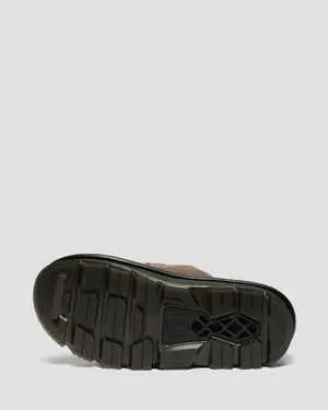 Dr. Martens Zebzag Crazy Horse Leather Slides - Brown