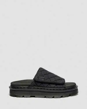 Dr. Martens Zebzag Quilted Canvas Platform Slides - Black