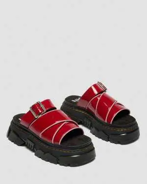 Dr. Martens Mattison Platform Leather Slides - Red