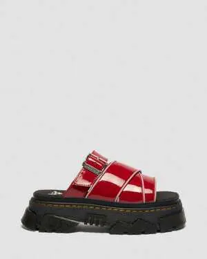 Dr. Martens Mattison Platform Leather Slides - Red