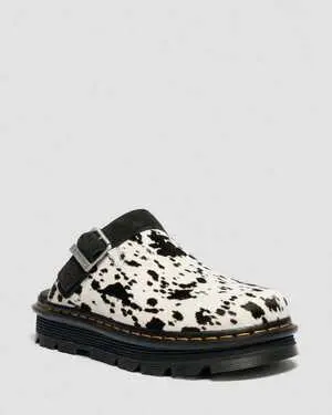 Dr. Martens Zebzag Dalmatian Hair-on Leather Platform Mules - Cream
