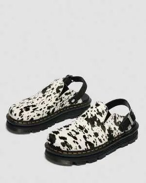 Dr. Martens Zebzag Dalmatian Hair-on Leather Platform Mules - Cream